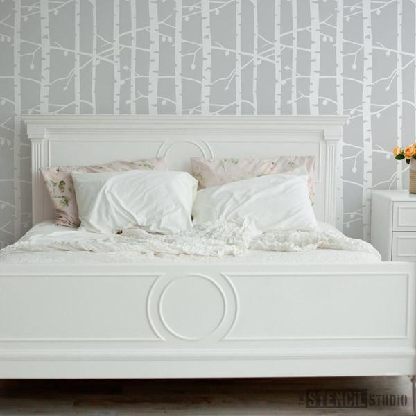 birch tree wall stencil